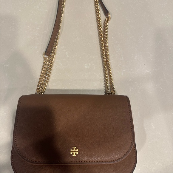 Tory Burch | Bags | Tory Burch Brown Gold Crossbody Bag | Poshmark
